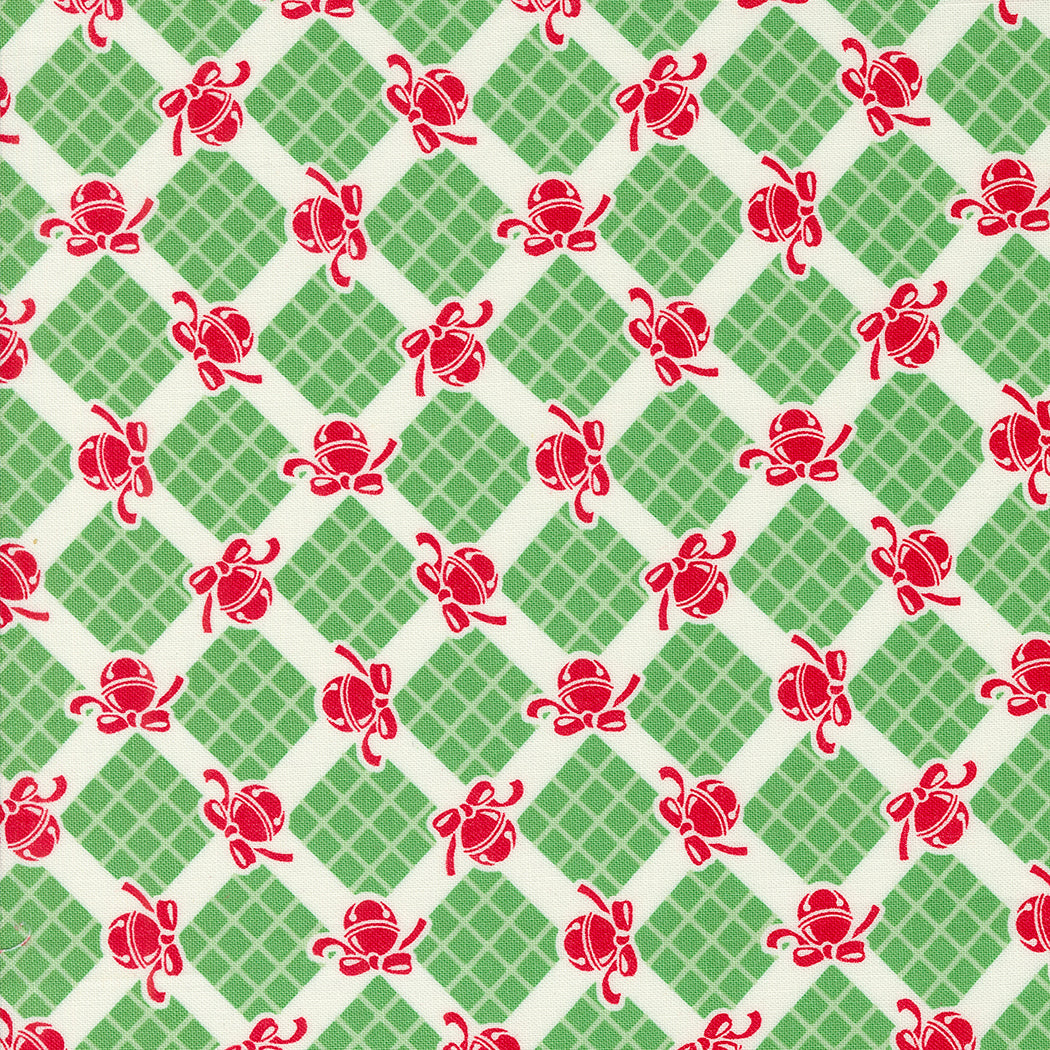 Moda - Kitty Christmas - Bells Holly Fabric – Pearls and Clovers Quilt Shop