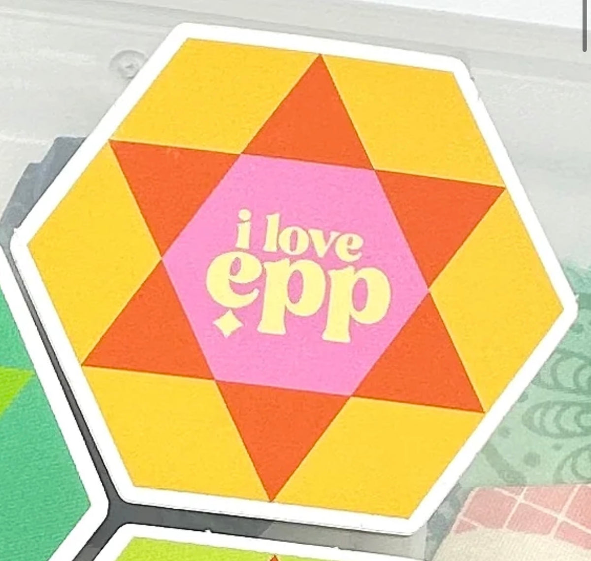 Sarah + Art - I Love EPP Vinyl Sticker – Pearls and Clovers Quilt Shop