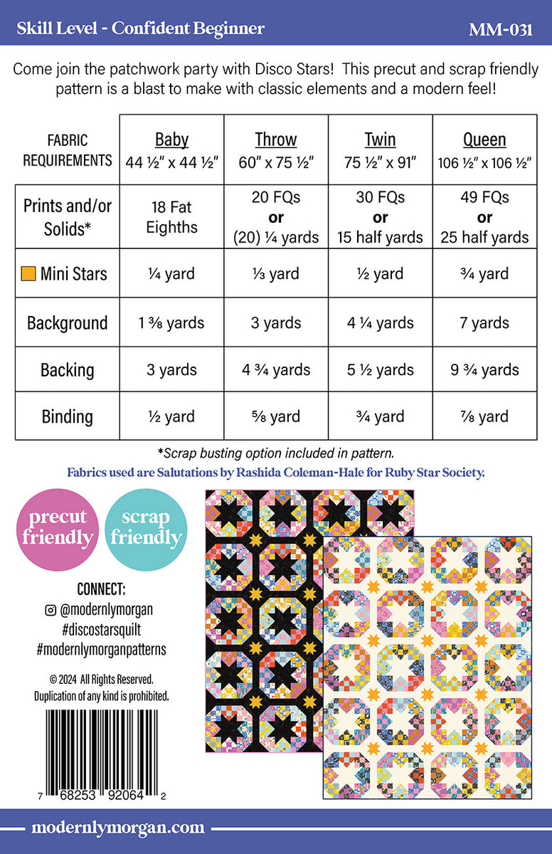 Modernly Morgan - Disco Stars Quilt - Paper Pattern – Pearls and ...