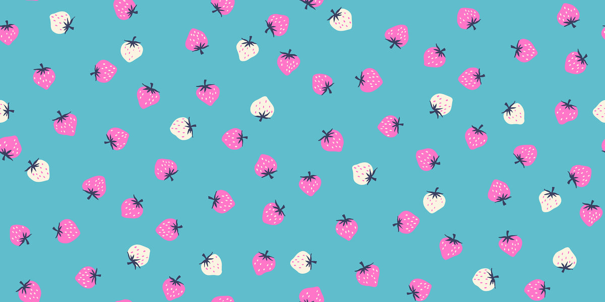 Ruby Star Society - Strawberry - Strawberry Toss Turquoise Fabric ...