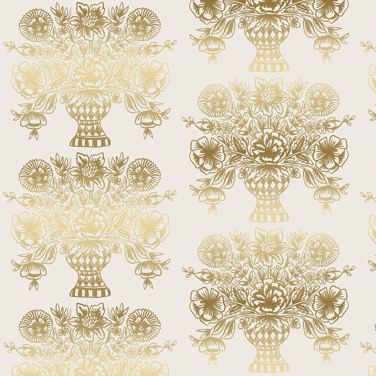 Rifle Paper Co. - Meadow - Vase Block Print - Cream Metallic Fabric ...