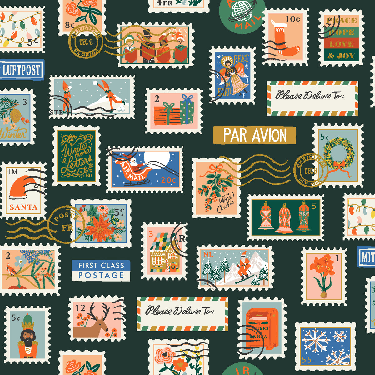 Rifle Paper Co. - Holiday Classics II - Holiday Stamps - Evergreen Can ...