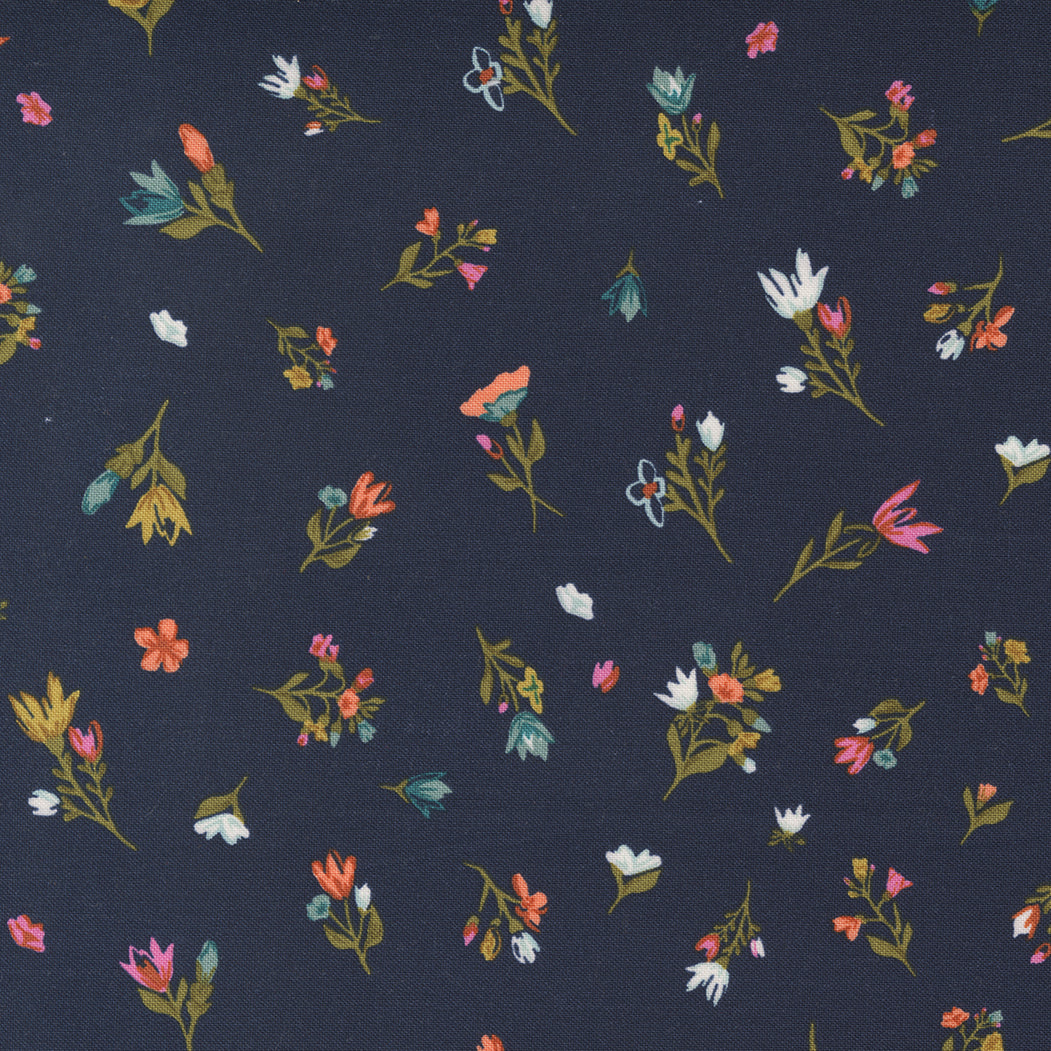 Moda - Songbook A New Page - Blessings Flow Navy Fabric – Pearls and ...
