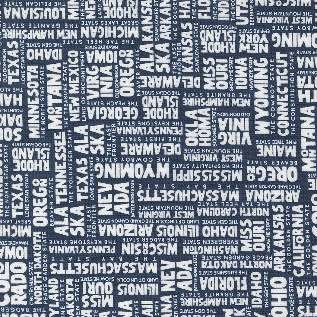 Moda - Stateside - States Navy Fabric – Pearls and Clovers Quilt Shop